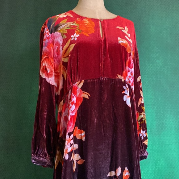 Jonny Was | Dresses | Johnny Wass Red Orange Plum Velvet Midi Dress ...